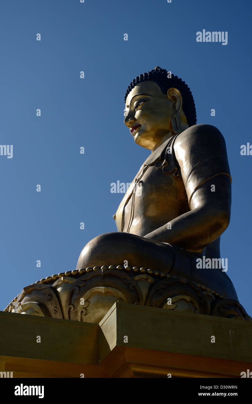 Giant golden Buddha statue,overlooks the valley with the capital ...
