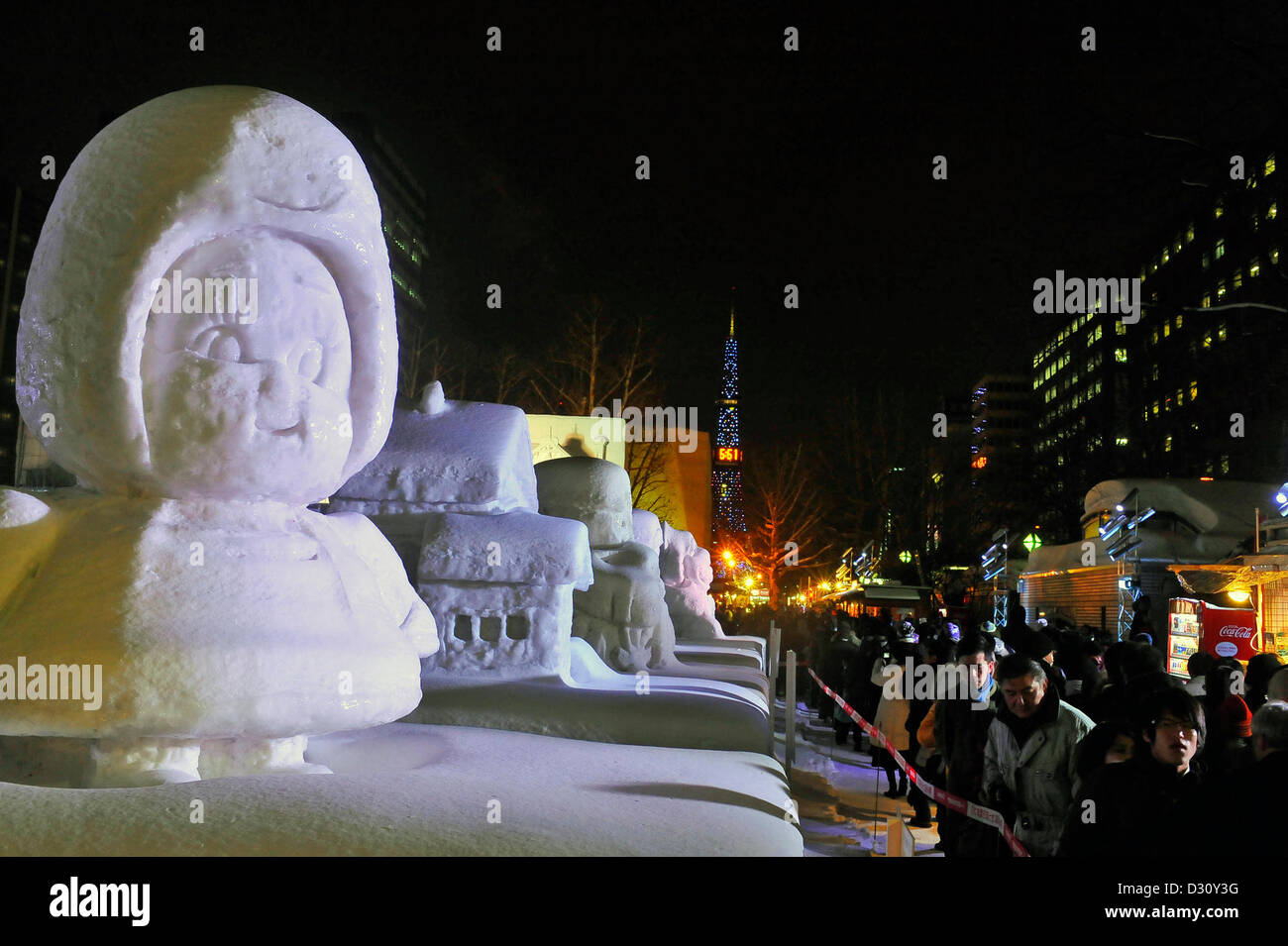 February 5th, 2013 : Sapporo, Japan - Snow statues attract evening ...