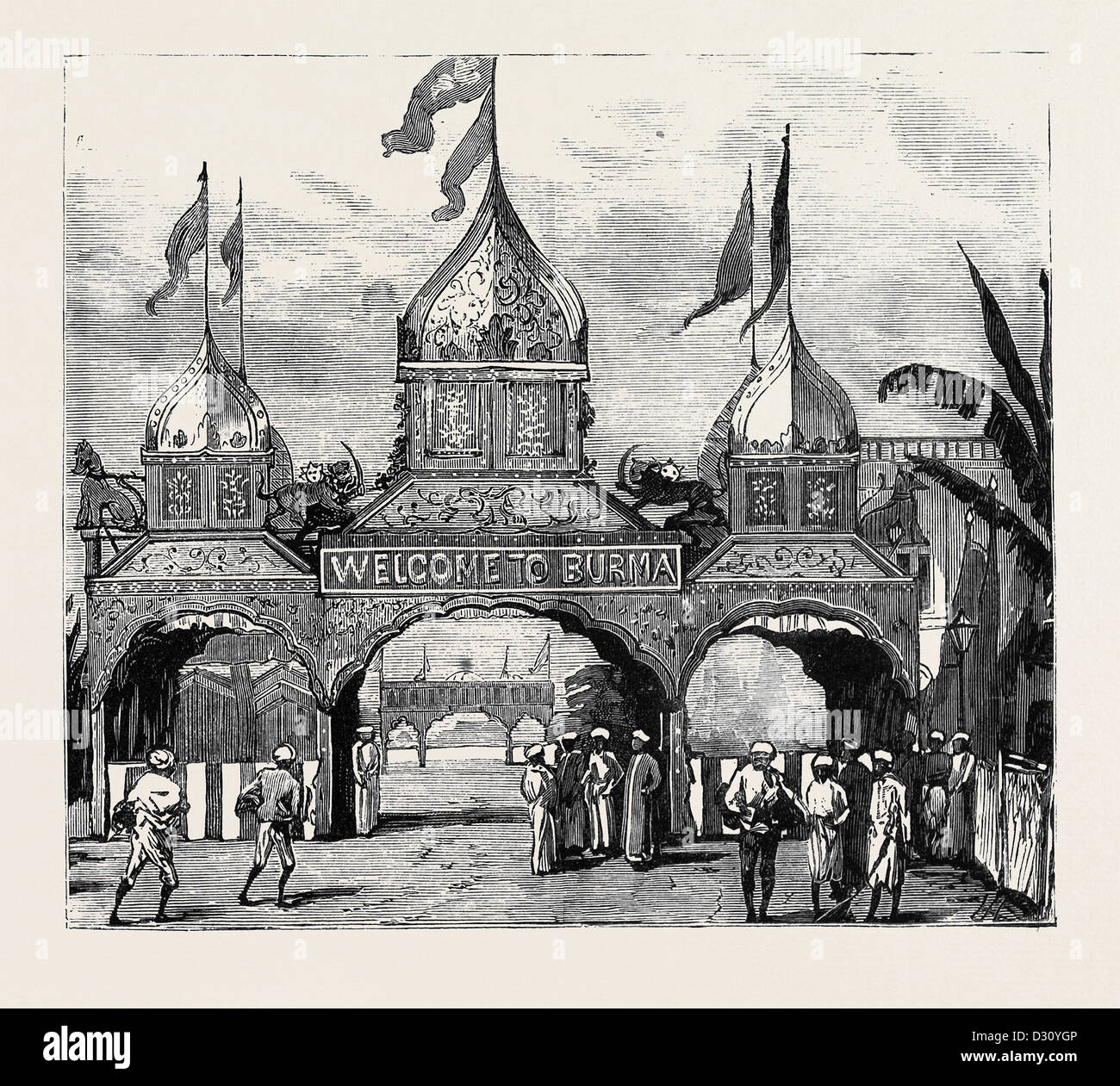 THE VICEROY OF INDIA'S VISIT TO RANGOON, BRITISH BURMA: ARCH ERECTED BY ...