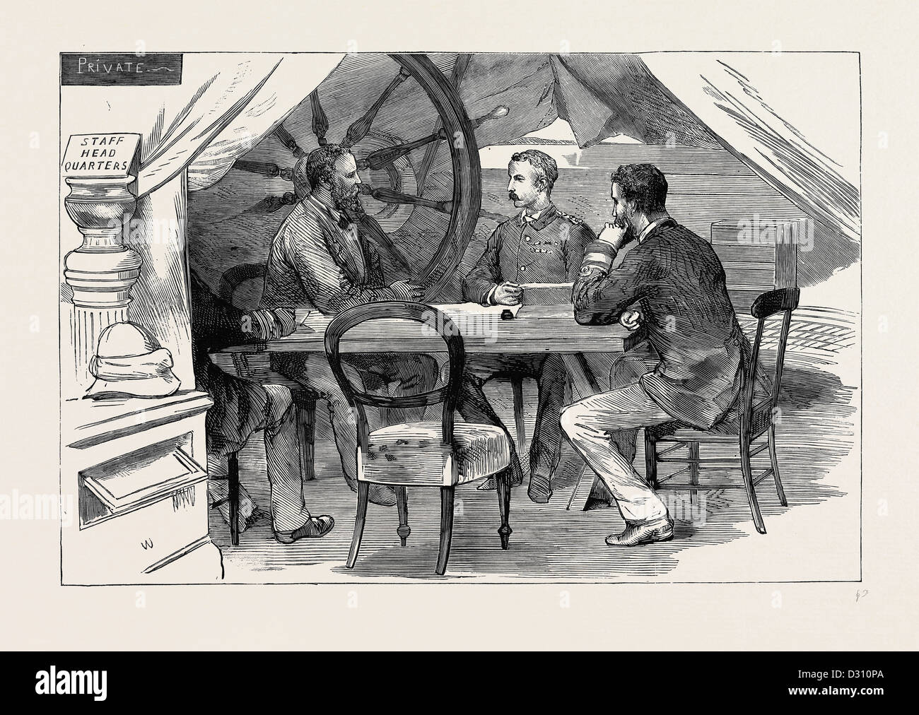 THE WAR IN EGYPT: A COUNCIL OF WAR ON BOARD H.M.S. "HELICON Stock Photo ...