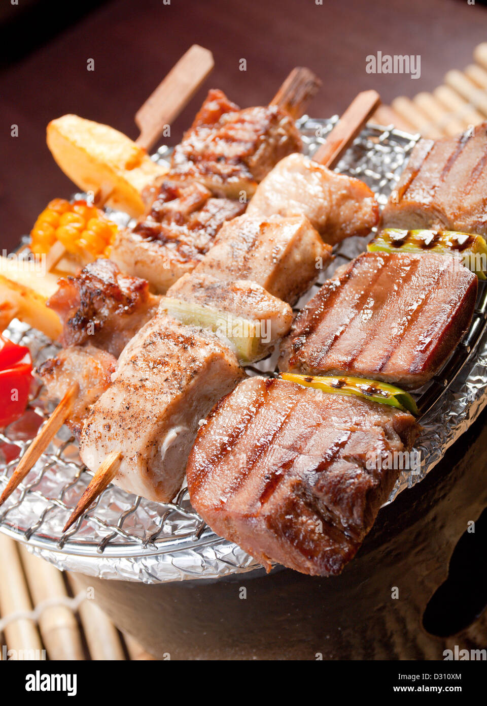 Japanese skewered meat .Japanese Cuisine - Kebab Stock Photo - Alamy