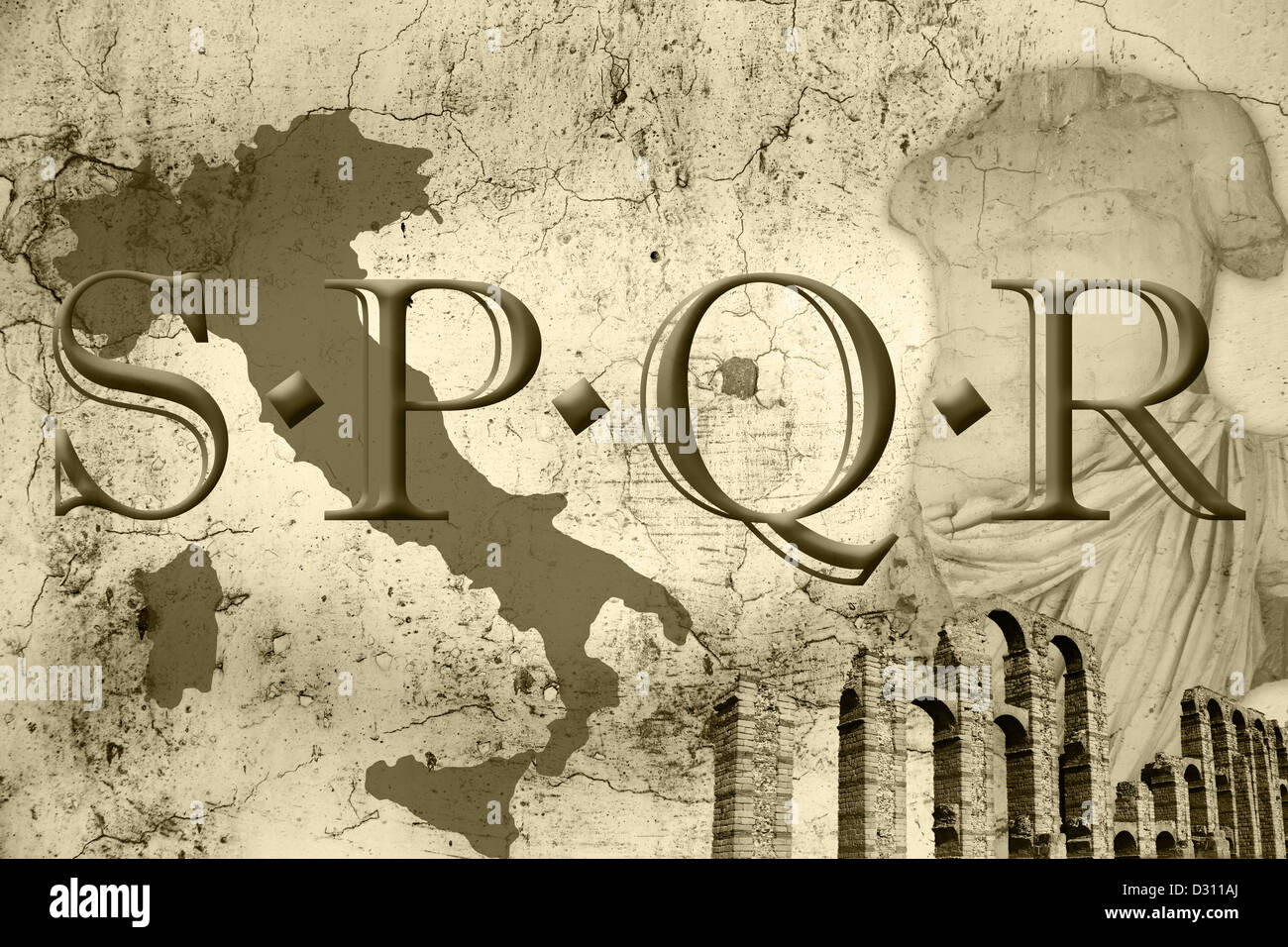 a composition of some elements of ancient rome Stock Photo - Alamy