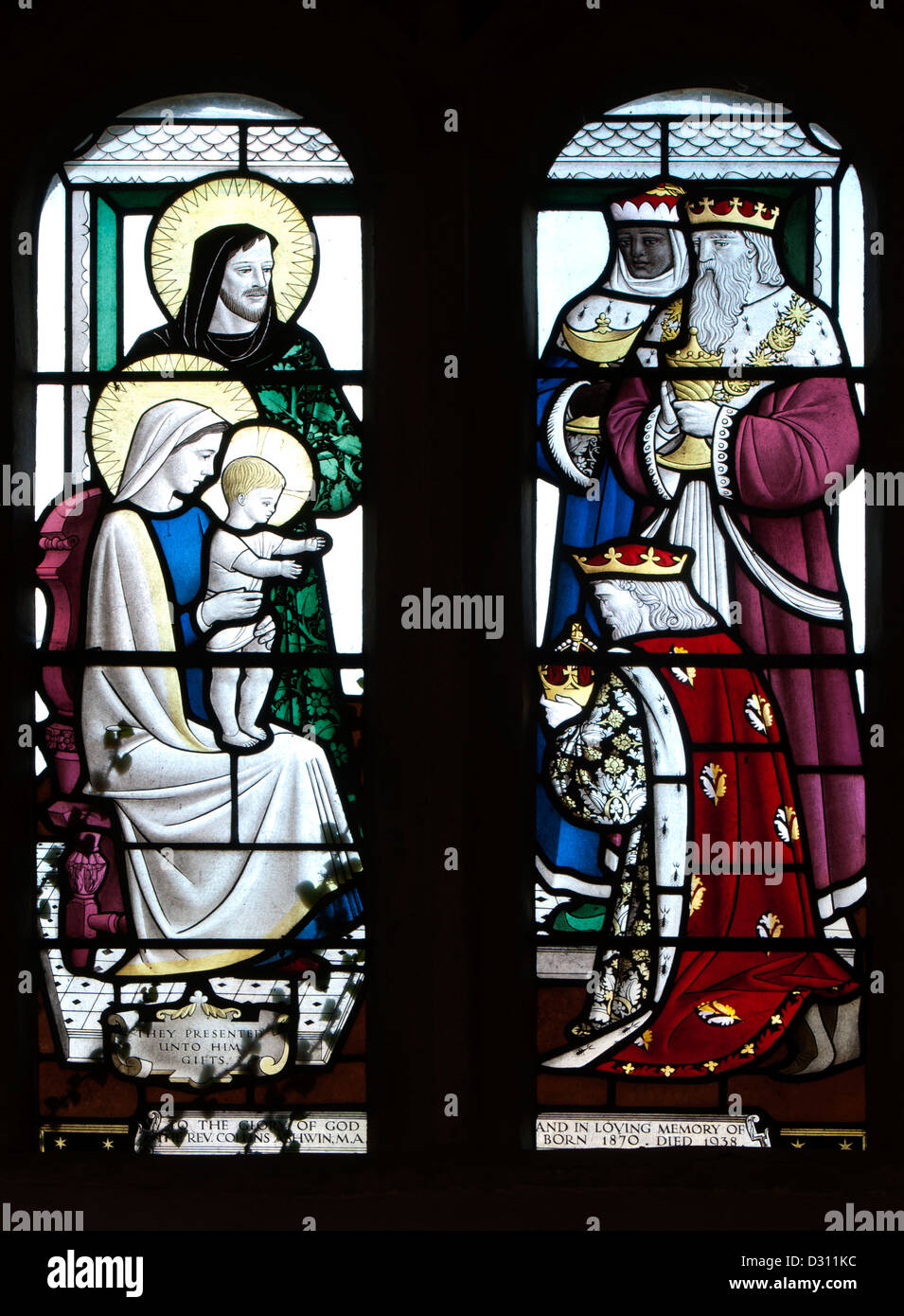 Epiphany stained glass, St. Peter`s Church, Dumbleton, Gloucestershire ...