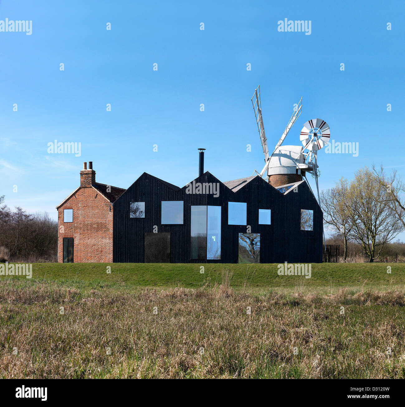 Hunsett Mill, Stalham, United Kingdom. Architect: ACME, 2010. Rear ...