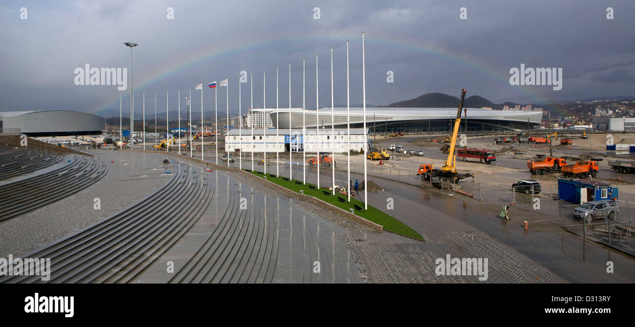 A rainbow spans over the Olympic Park in Sochi, Russia, 02 February ...