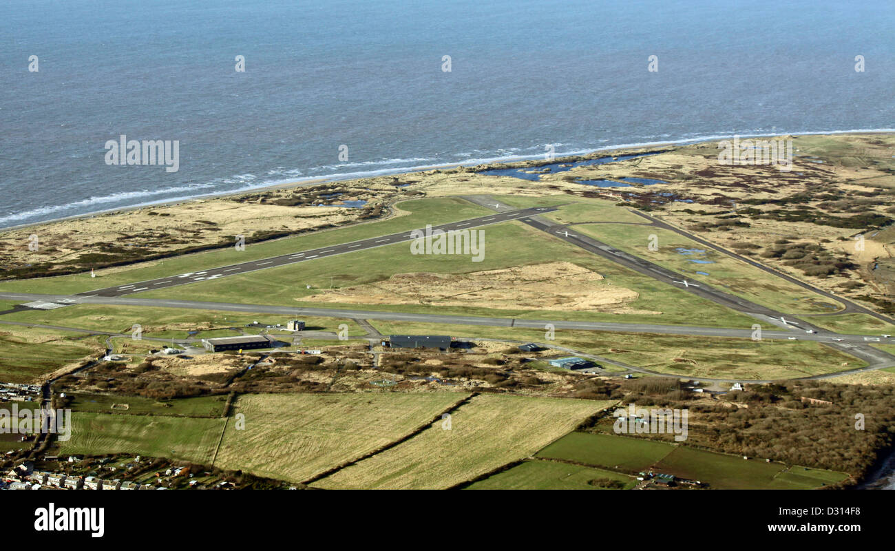 aerial view of Walney Island Airfield at Barrow-in-Furness, Cumbria ...