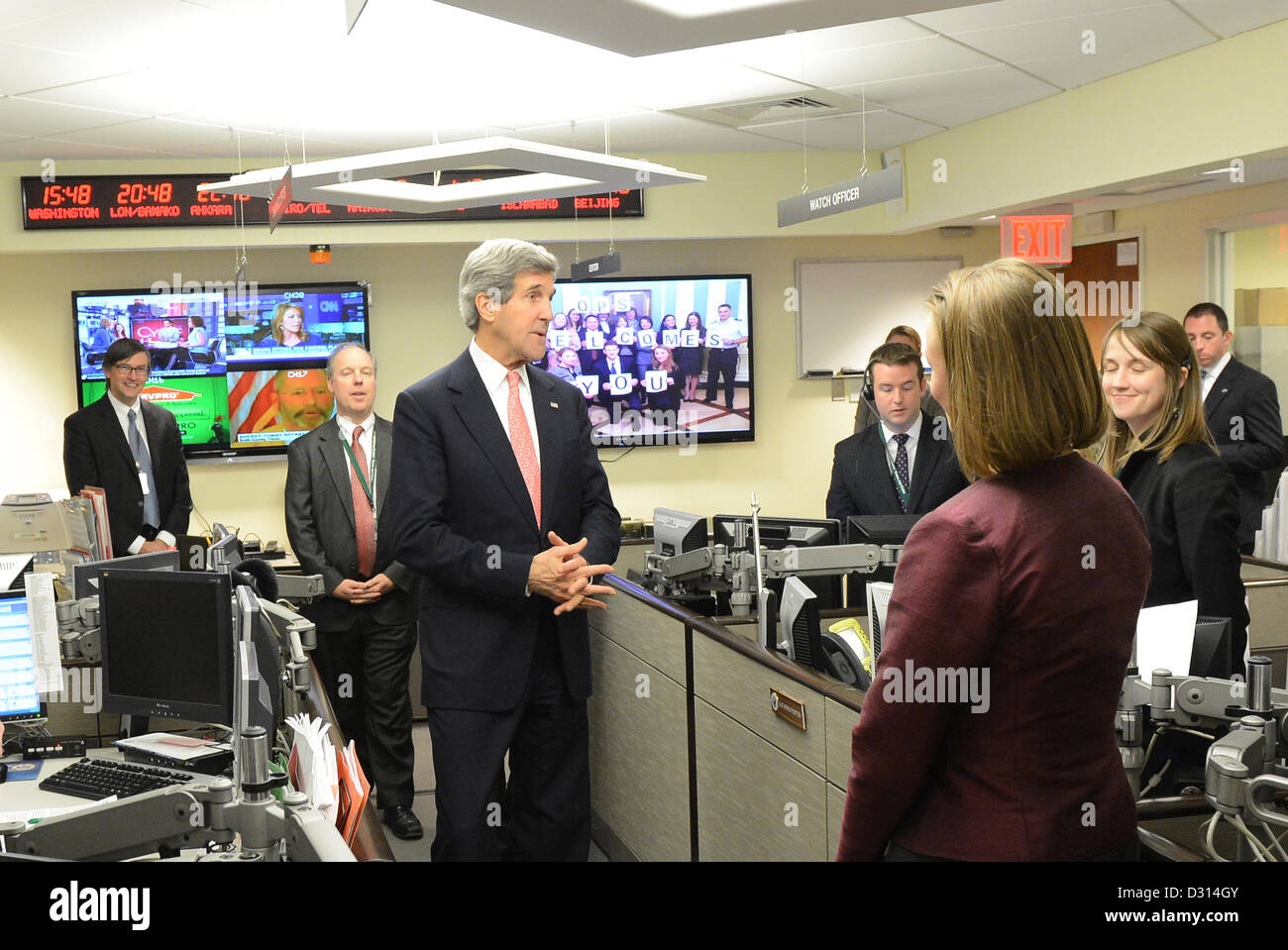 US Secretary of State John Kerry tours the Operations Center at the ...