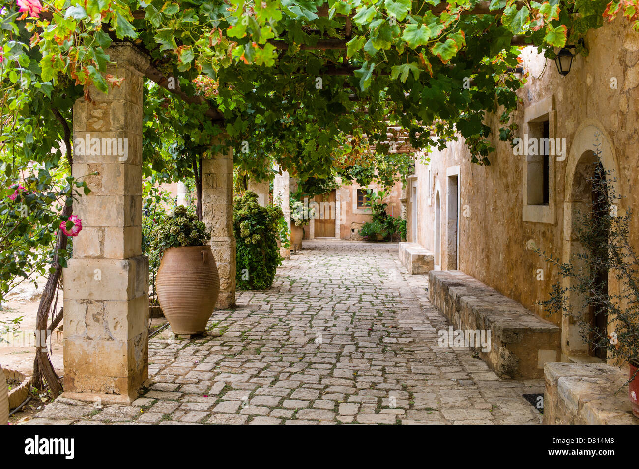 Arkadi Monastery courtyard in Crete Greece Stock Photo - Alamy