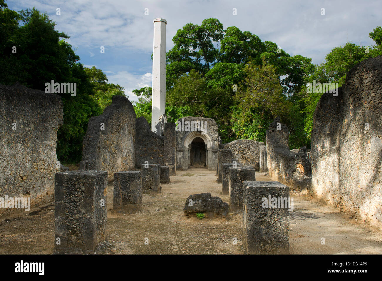 Great mosque and pillar tomb, Mnarani ruins, Kilifi, Kenya Stock Photo ...