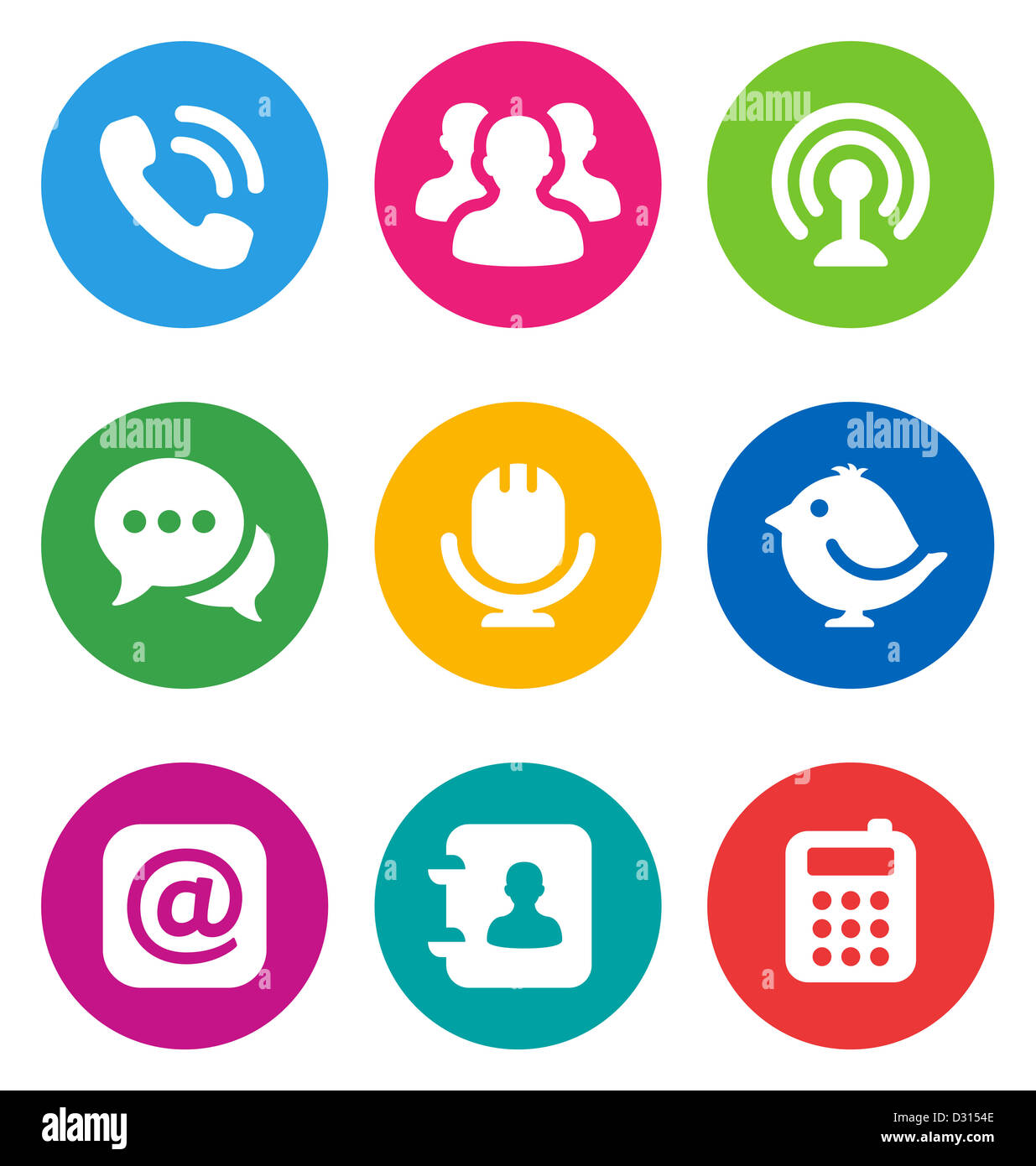 color circular communication icons isolated Stock Photo - Alamy