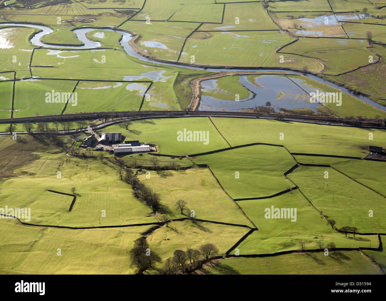 aerial view of dry stone walls and typical English countryside Stock ...
