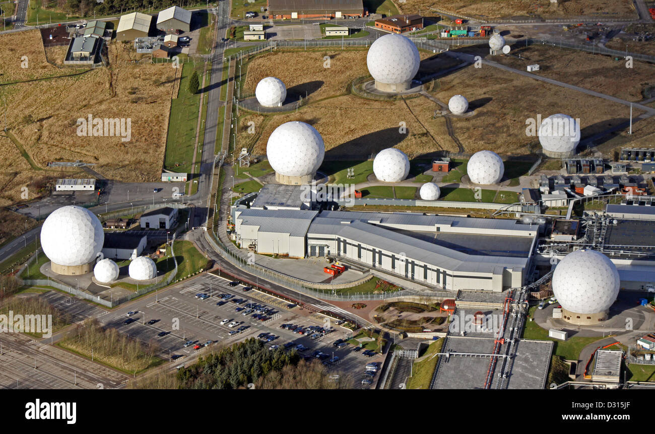 aerial view of the USAF listening station at Menwith Hill near Stock ...