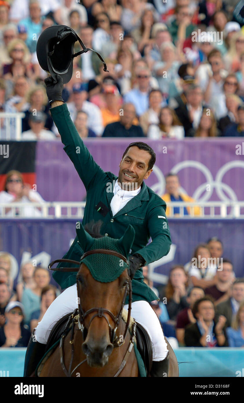 Kamal Bahamdan riding Noblesse des Tess (KSA, Saudi Arabia) celebrates ...