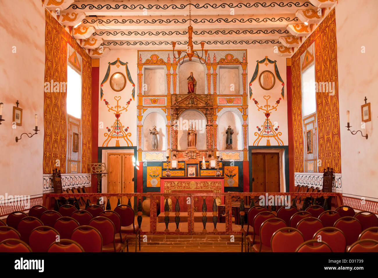 interior view of the church at El Presidio de Santa Barbara, State ...