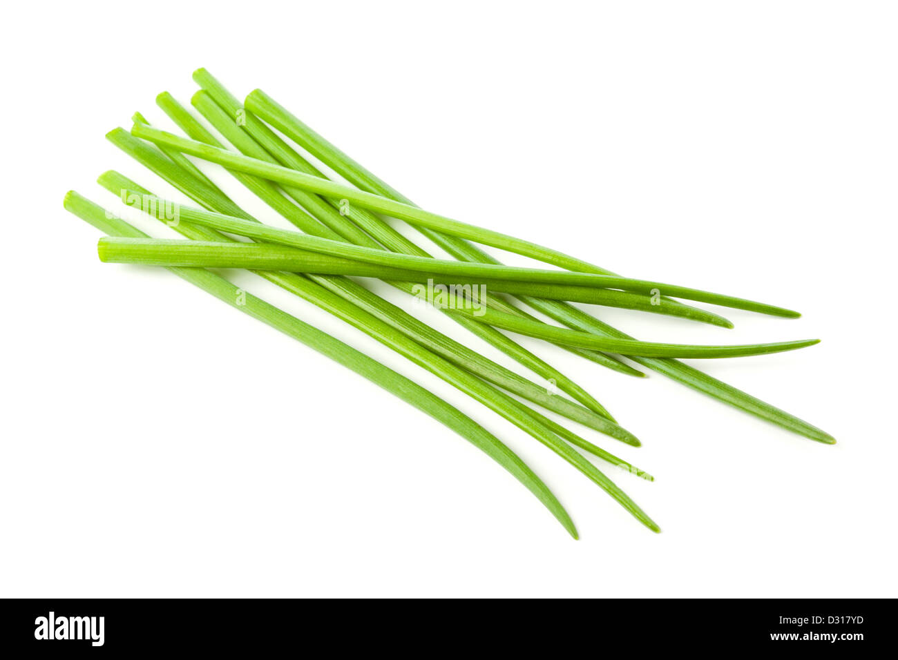 Fresh chives on white background Stock Photo - Alamy