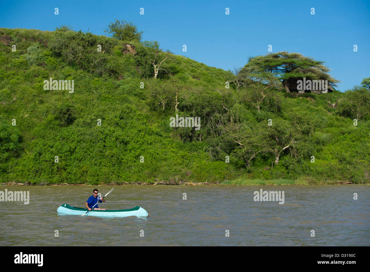 Canoeing on Lake Baringo, Kenya Stock Photo - Alamy