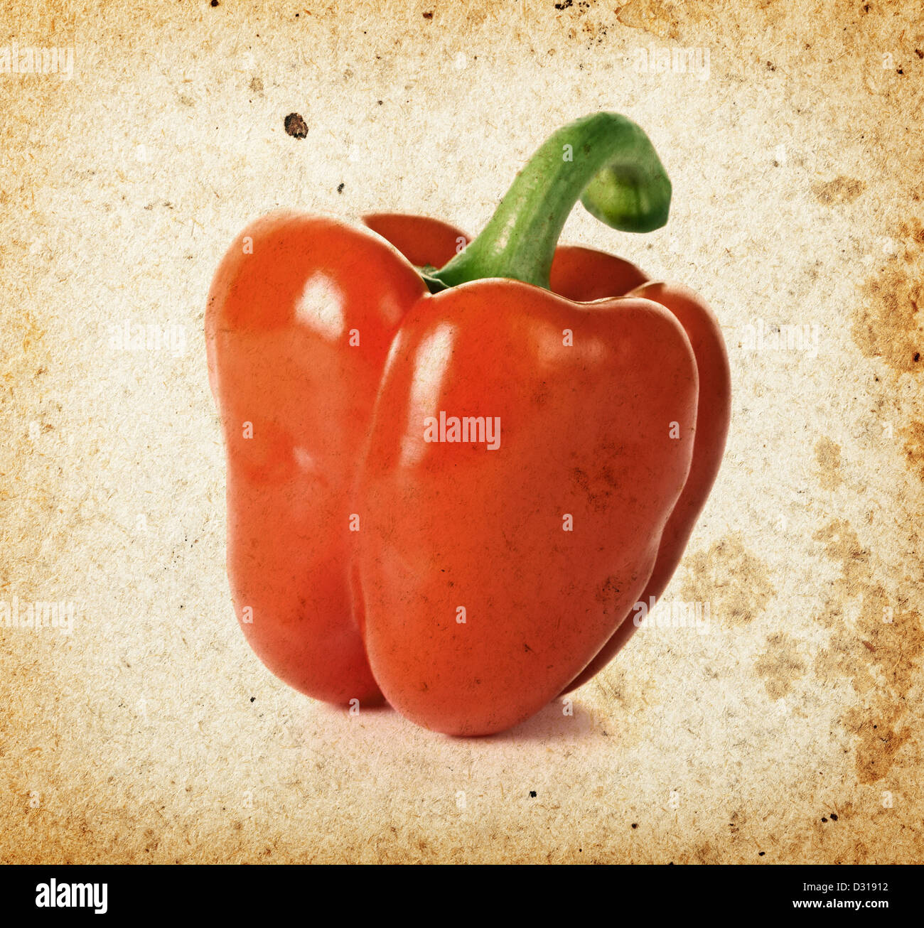 Pepper (paprika) on grunge paper background. Retro style Stock Photo ...