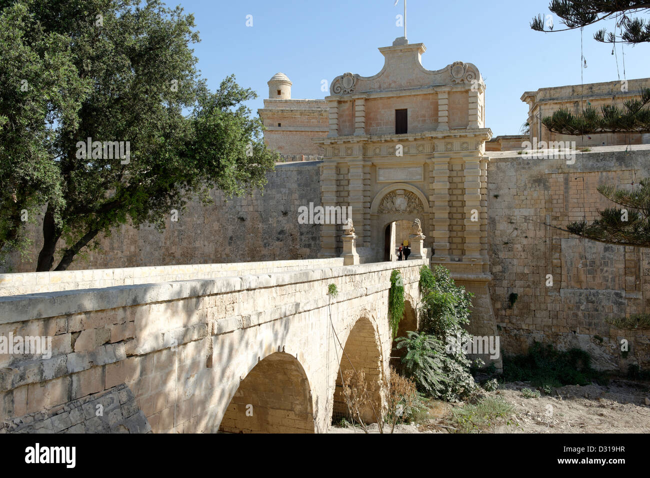 Main Gate Medieval Citadel city of Mdina Malta Stock Photo - Alamy