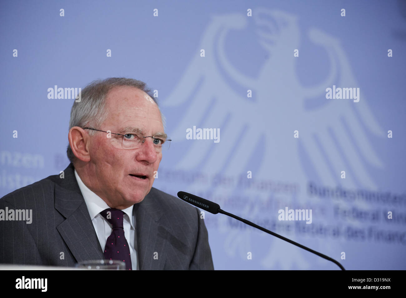 Berlin, Germany. 6th February 2013. German FM Wolfgang Schäuble give a ...