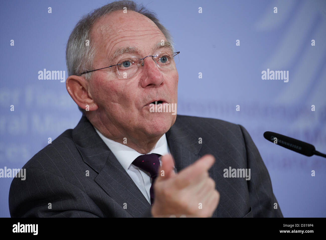 Berlin, Germany. 6th February 2013. German FM Wolfgang Schäuble give a ...