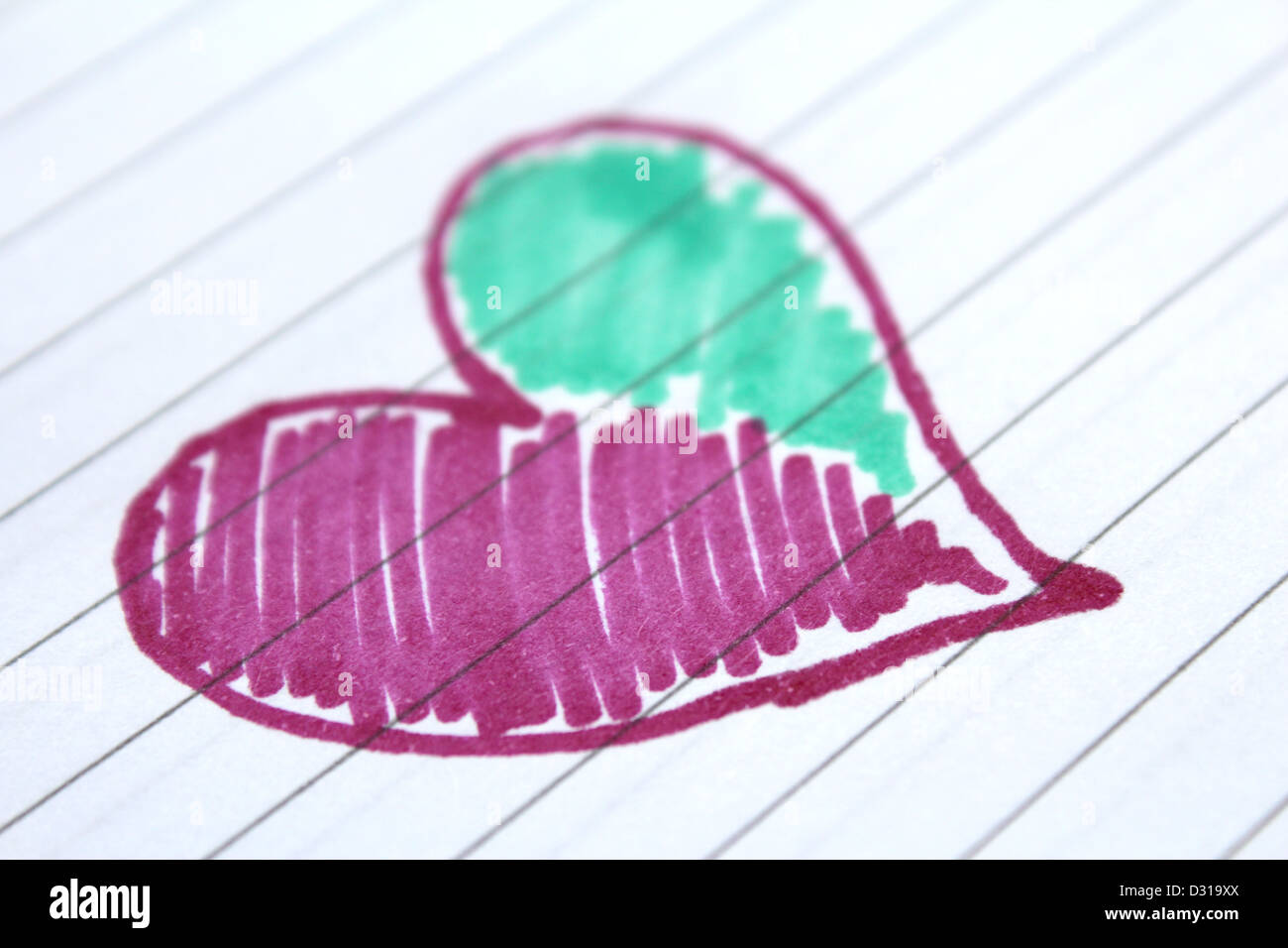 Heart doodle on lined paper Stock Photo - Alamy