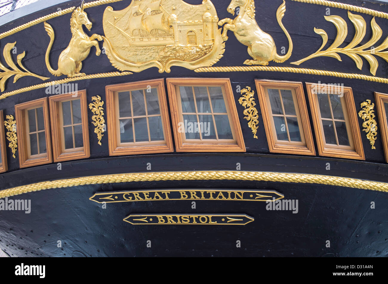 The stern of the SS Great Britain in Great Western Dry Dock, Bristol ...