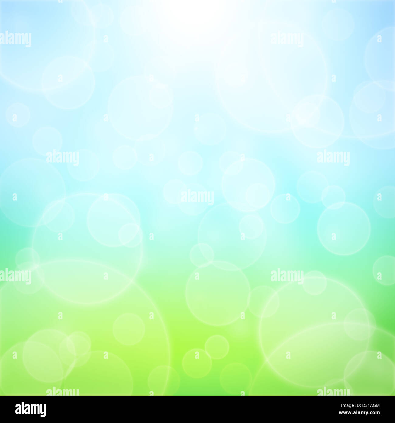 Spring abstract background with bokeh and sun rays. Grass and blue sky Stock Photo - Alamy