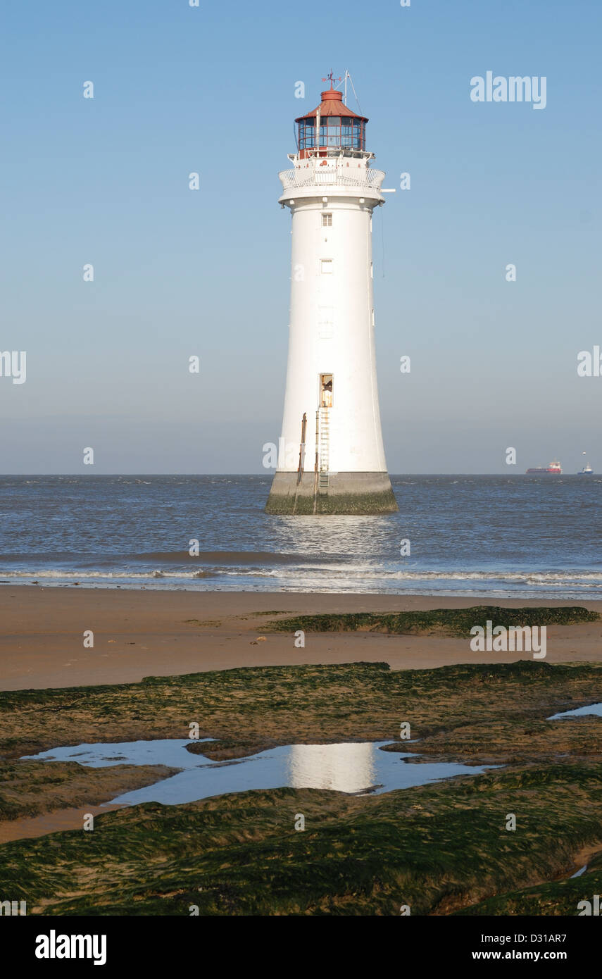New Brighton Lighthouse built on Perch Rock at the mouth of the River ...