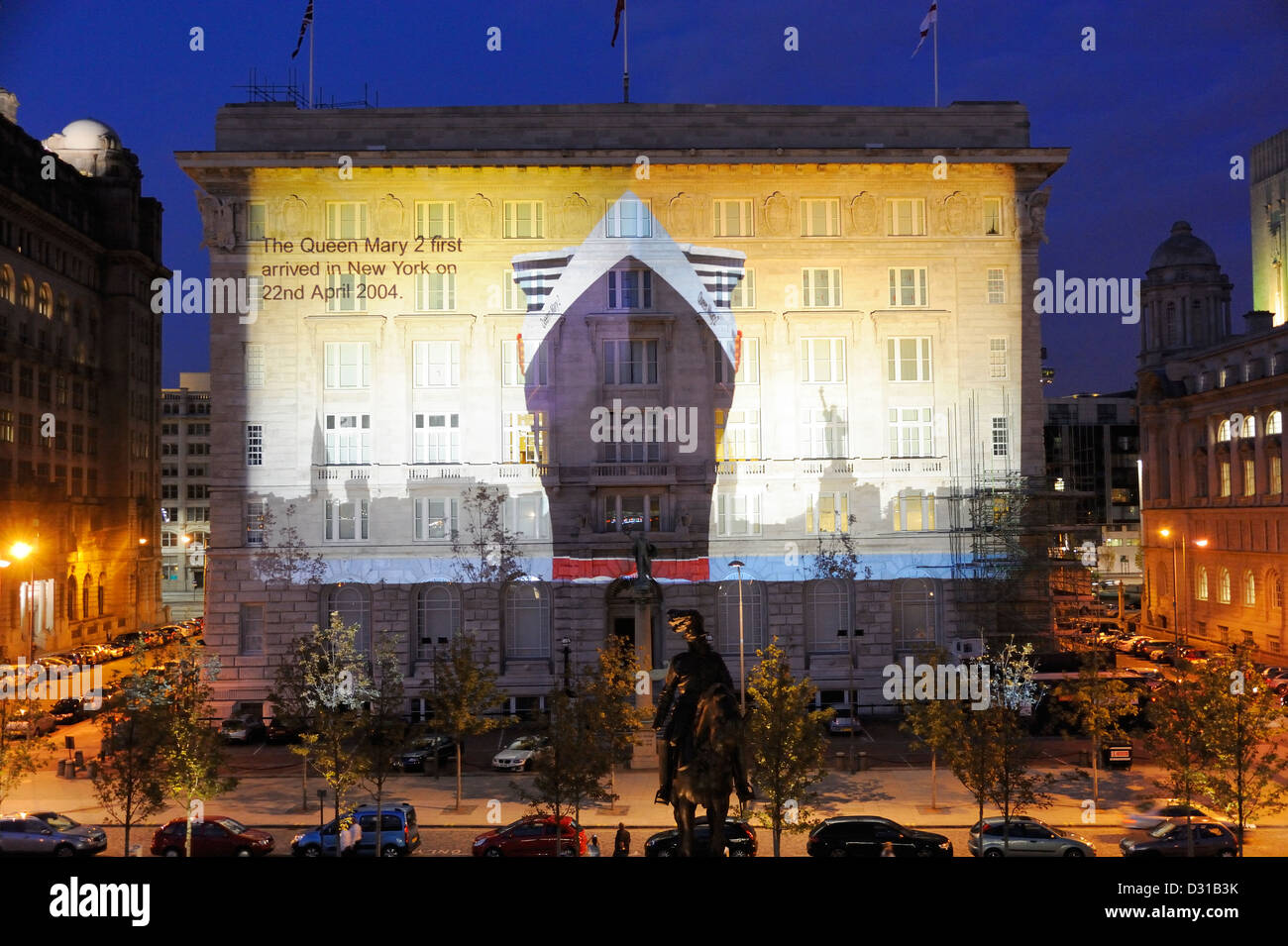 Images projected on the Cunard Building, Grade 2 listed building on ...