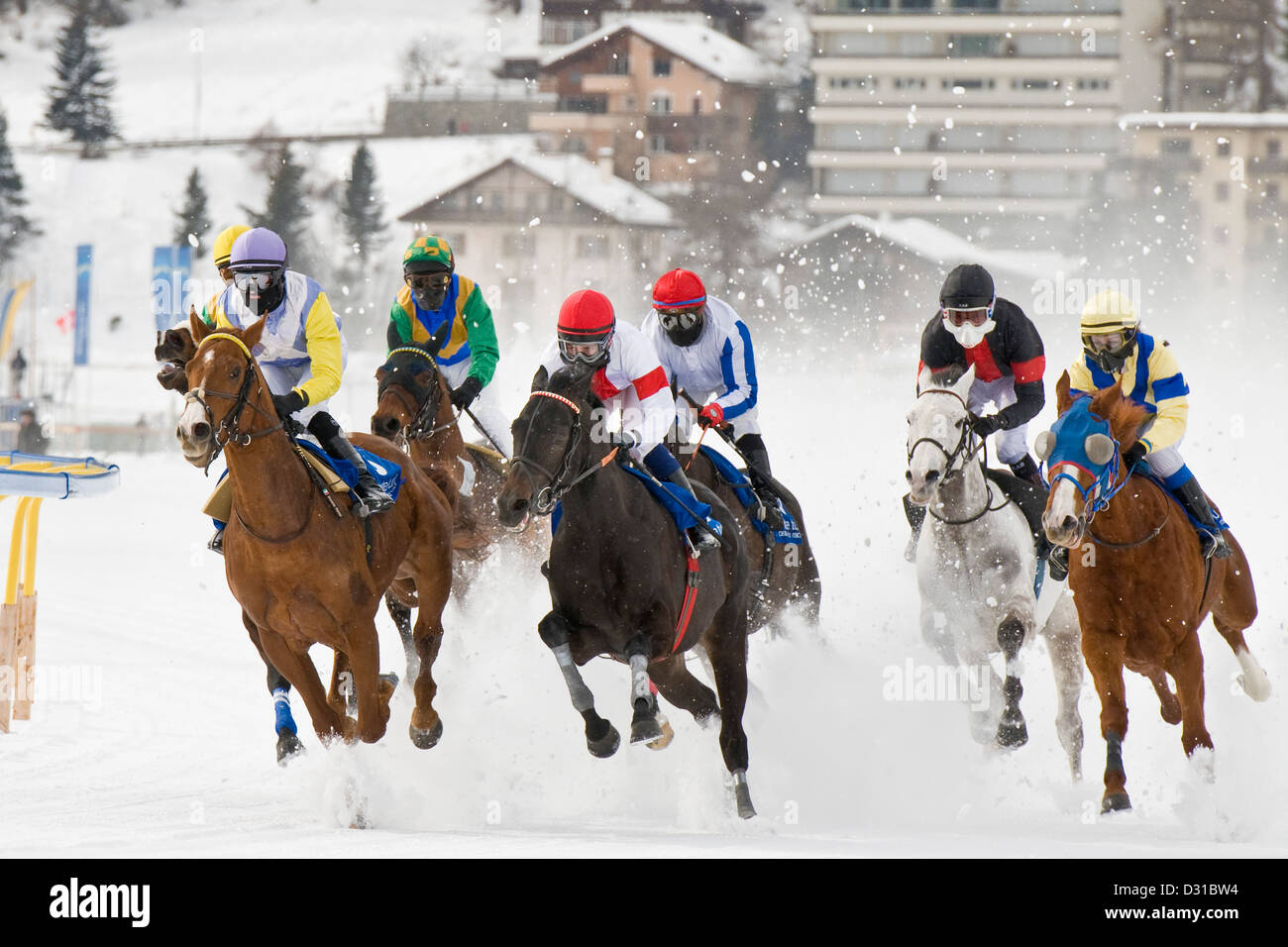 Switzerland, St. Moritz, White turf race Stock Photo - Alamy