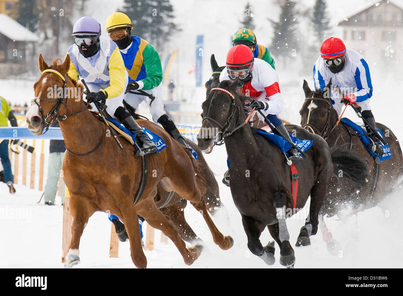Switzerland, St. Moritz, White turf race Stock Photo - Alamy