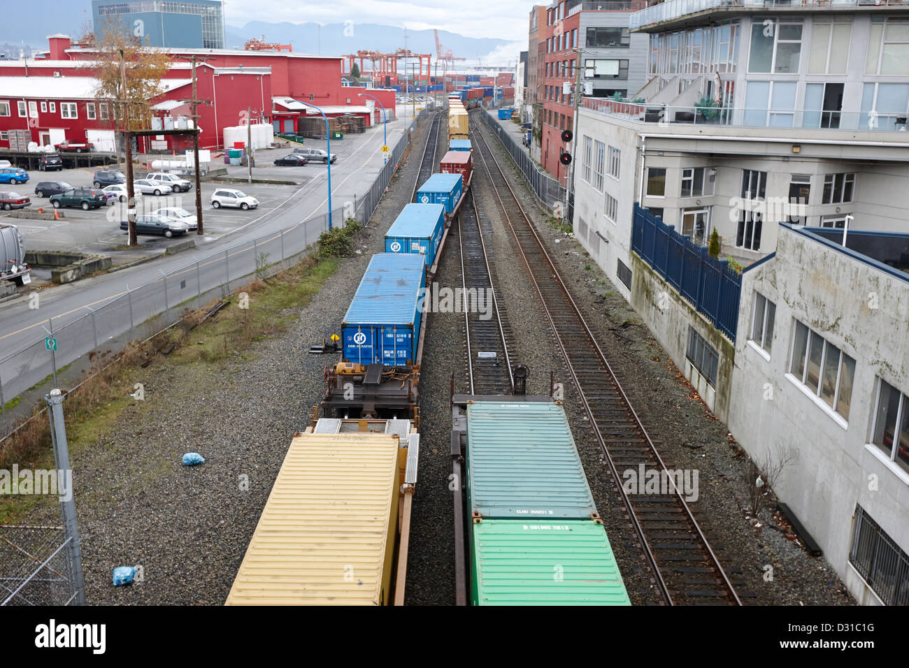 freight train goods tracks near main street and port metro docks ...