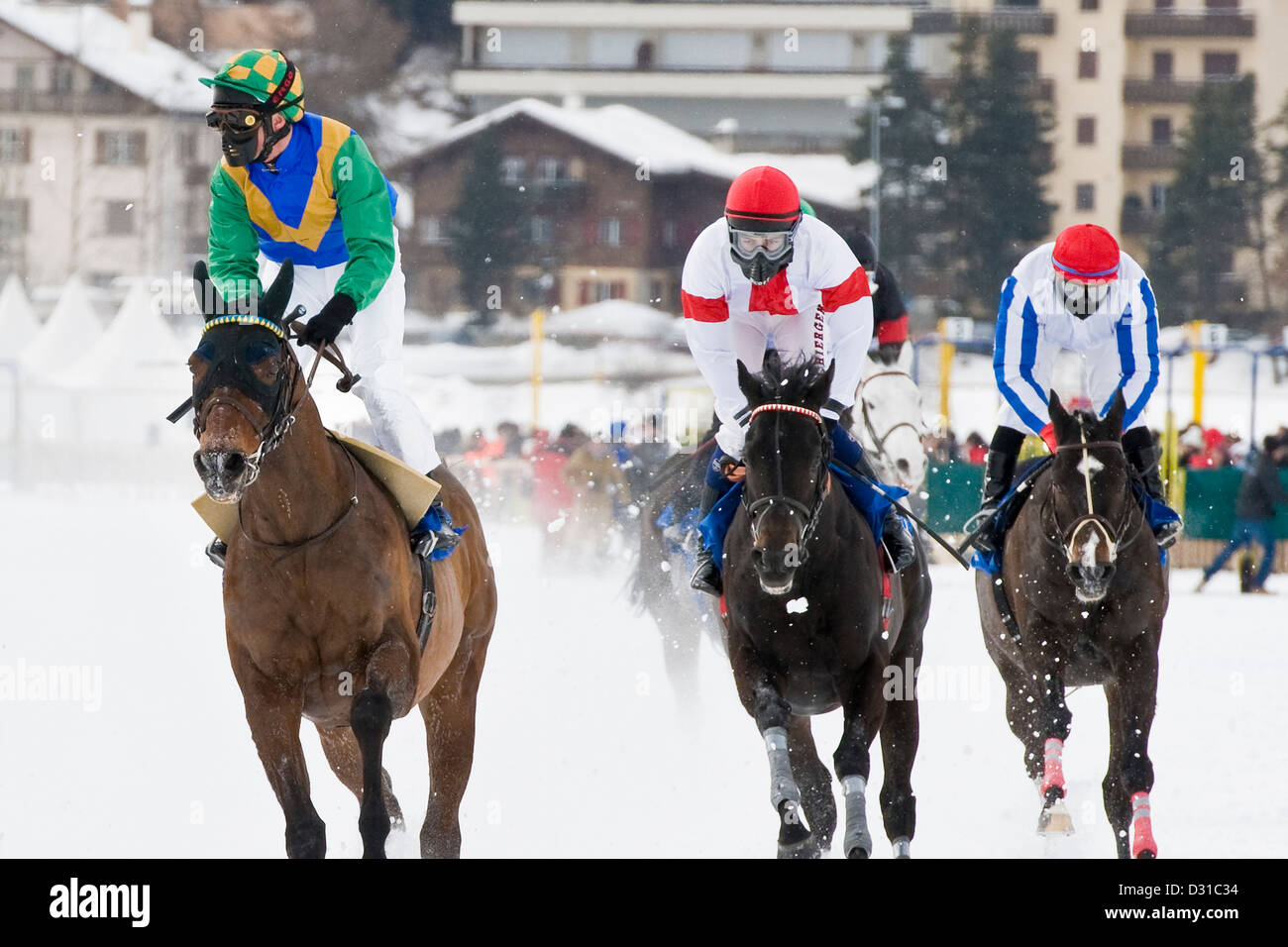 Switzerland, St. Moritz, White turf race Stock Photo - Alamy