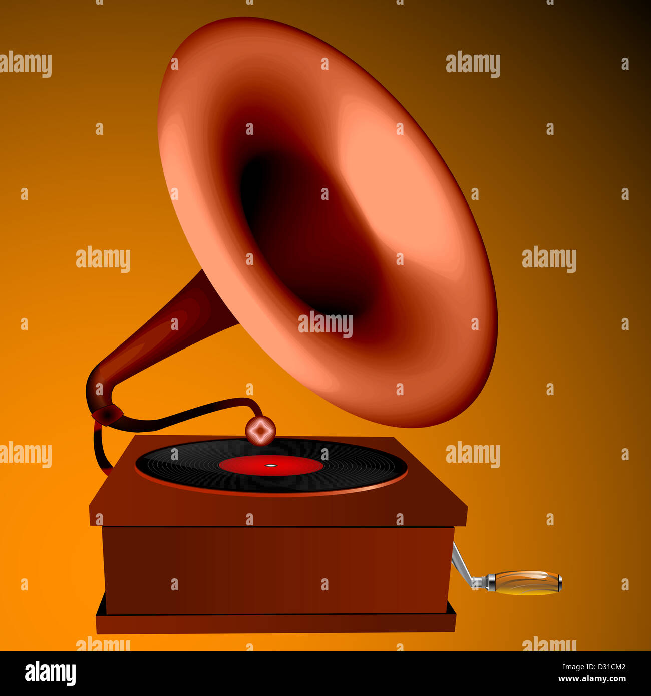 vintage gramophone, abstract vector art illustration; image contains ...