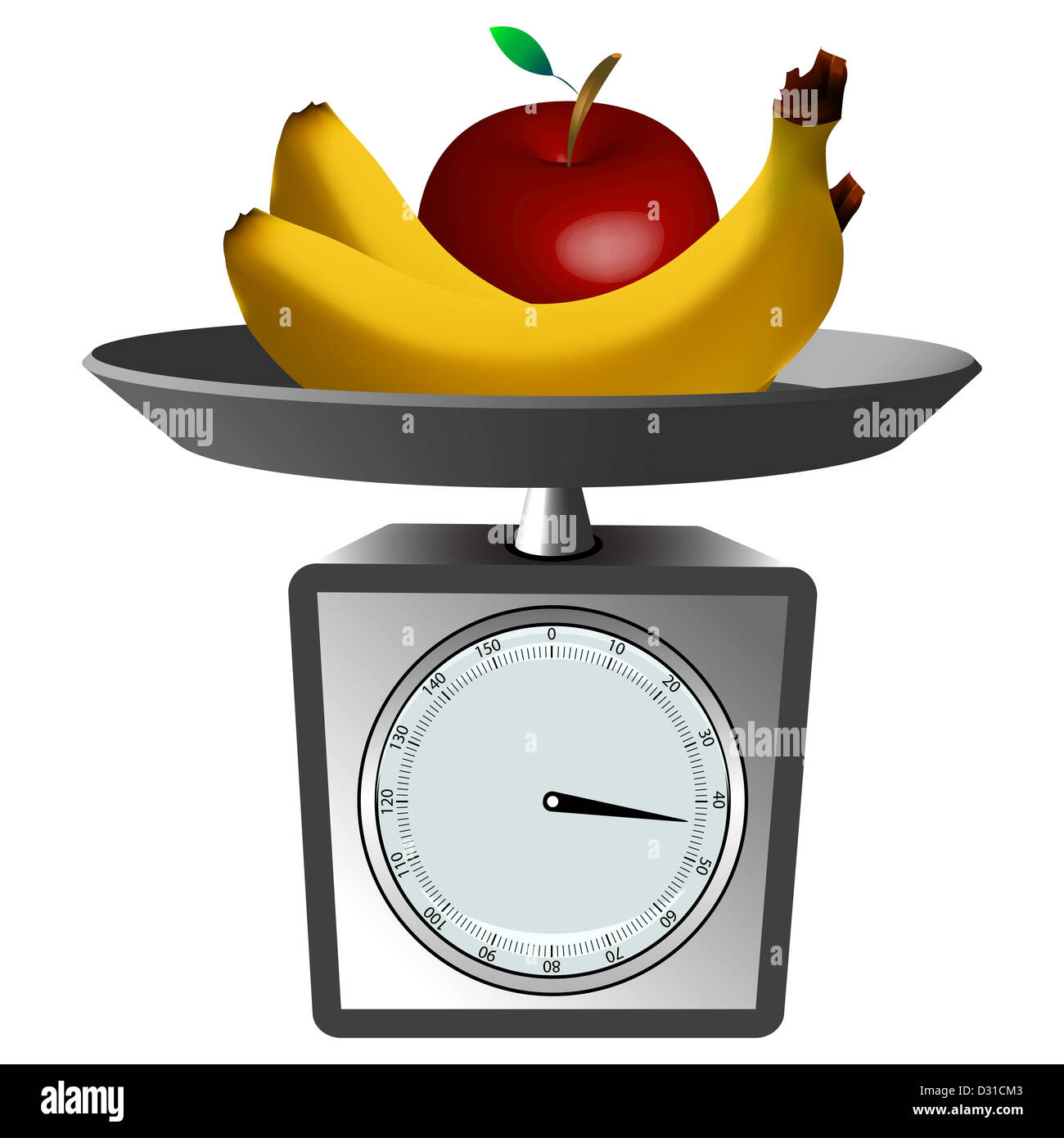 fruits and scale against white background, abstract vector art ...