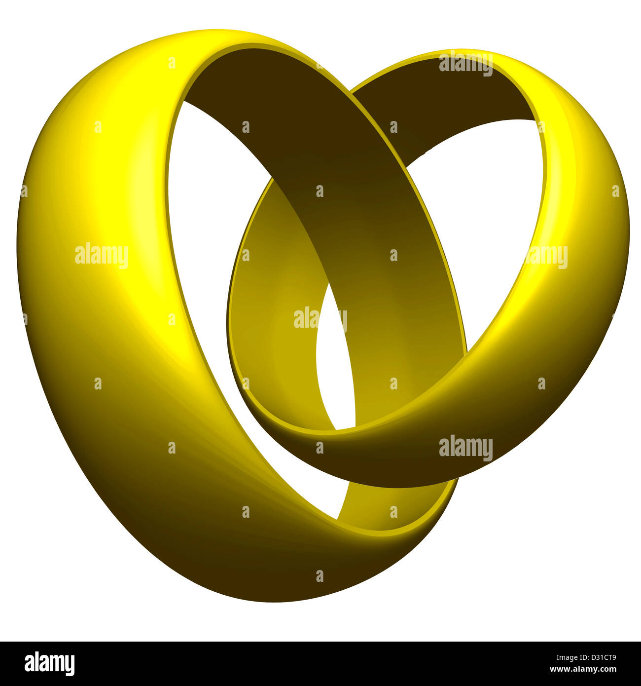 connected golden rings against white background, abstract vector art ...