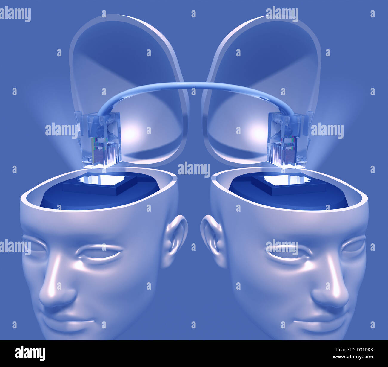 Heads connecting through the internet Stock Photo - Alamy