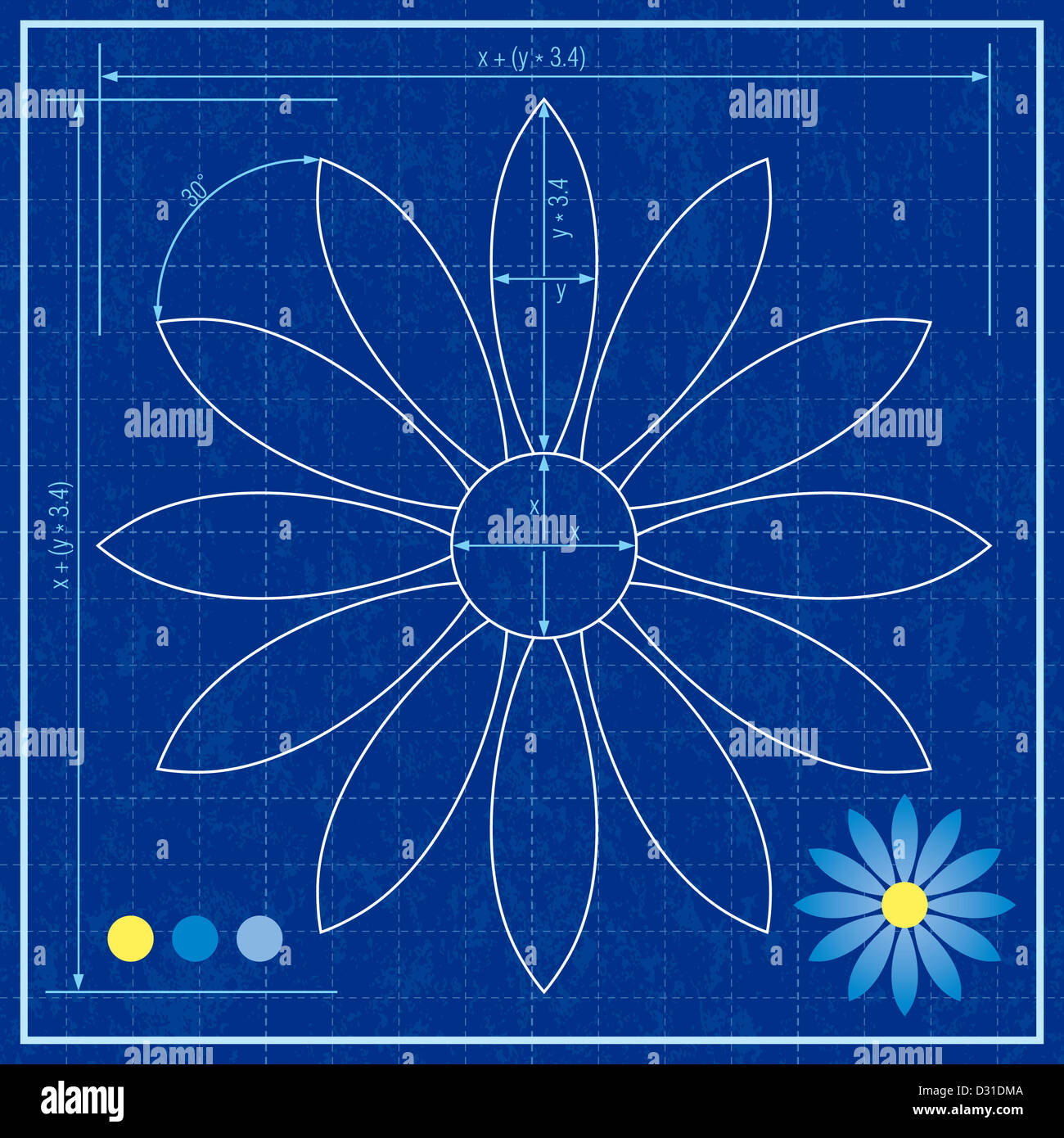 Blueprint of a flower Stock Photo - Alamy
