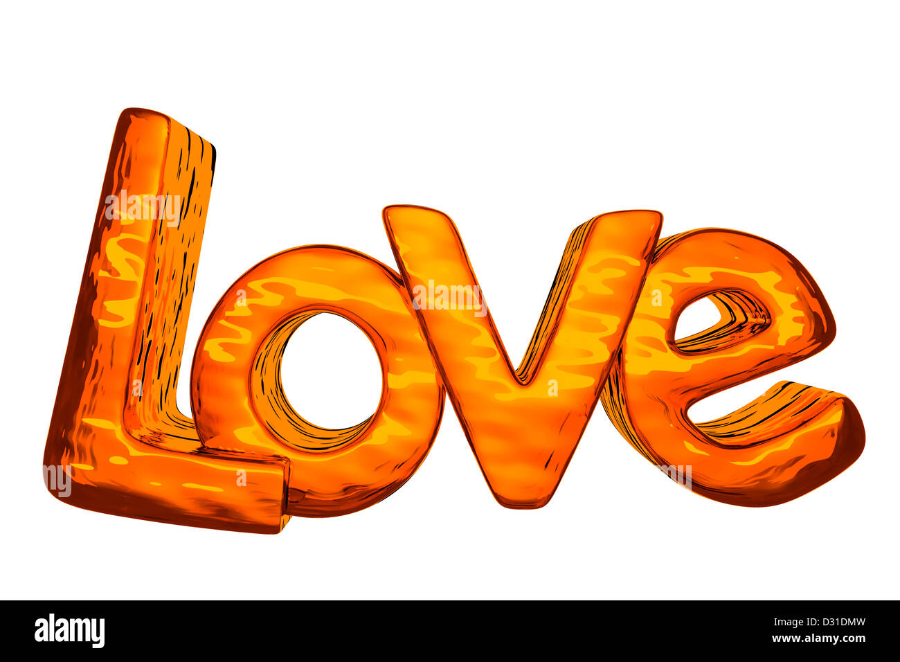 An image of a red glass word Love Stock Photo - Alamy