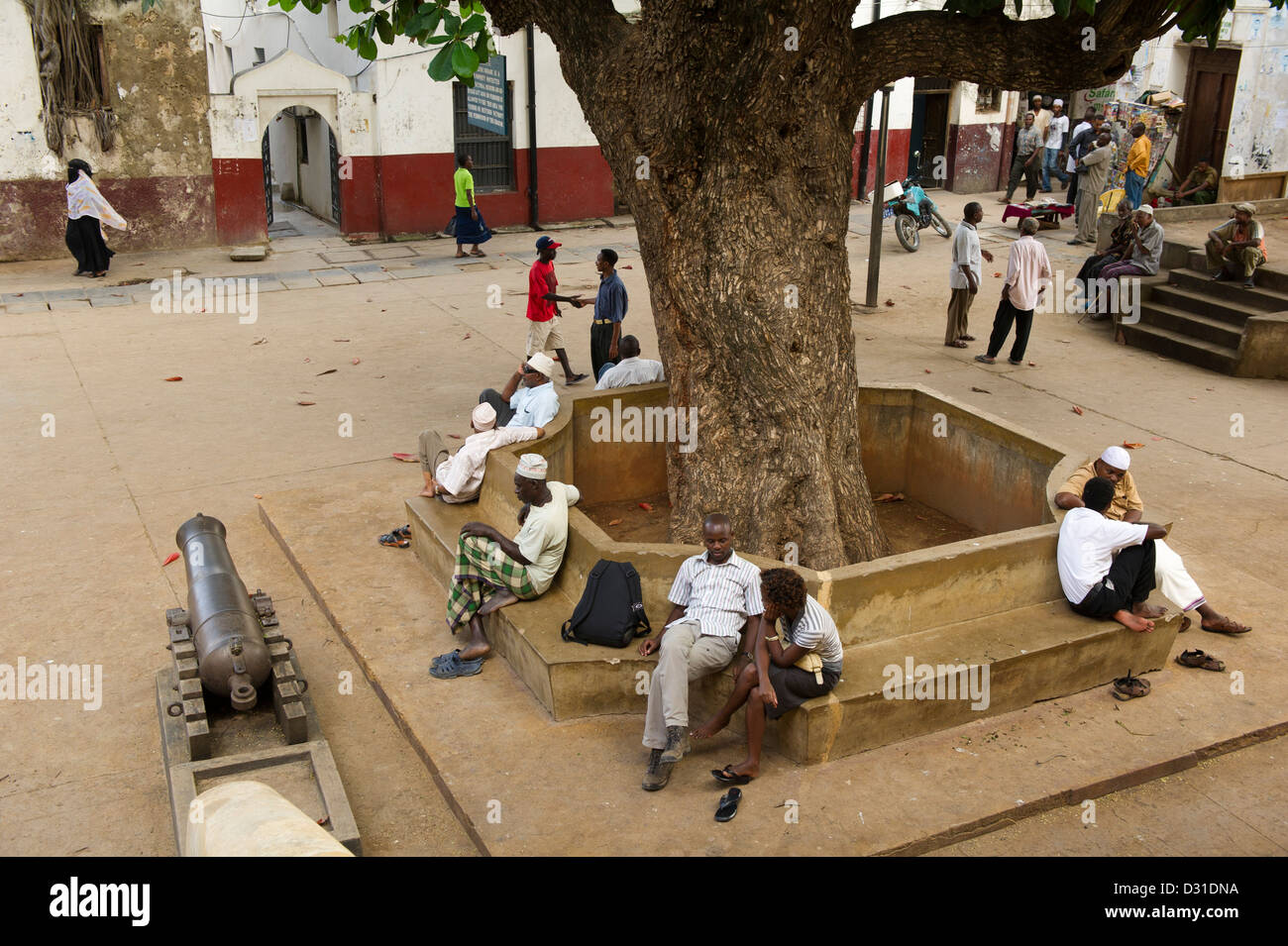 Main square in front of the Fort, Lamu, Lamu Archipelago, Kenya Stock ...