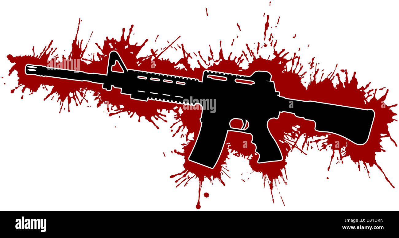 Assault Rifle with Blood Stains Stock Photo - Alamy
