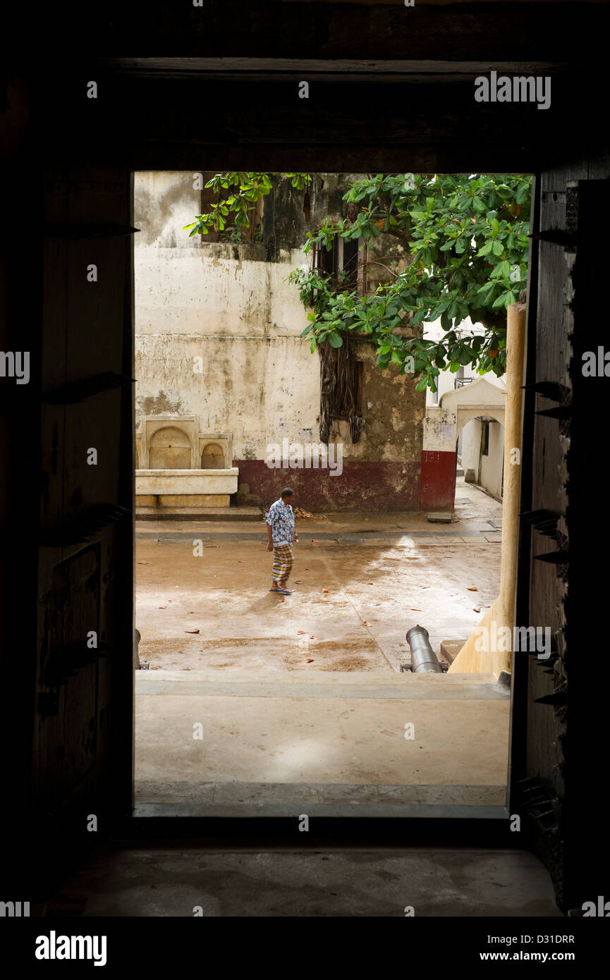 View of the square from the Fort, Lamu, Lamu Archipelago, Kenya Stock ...