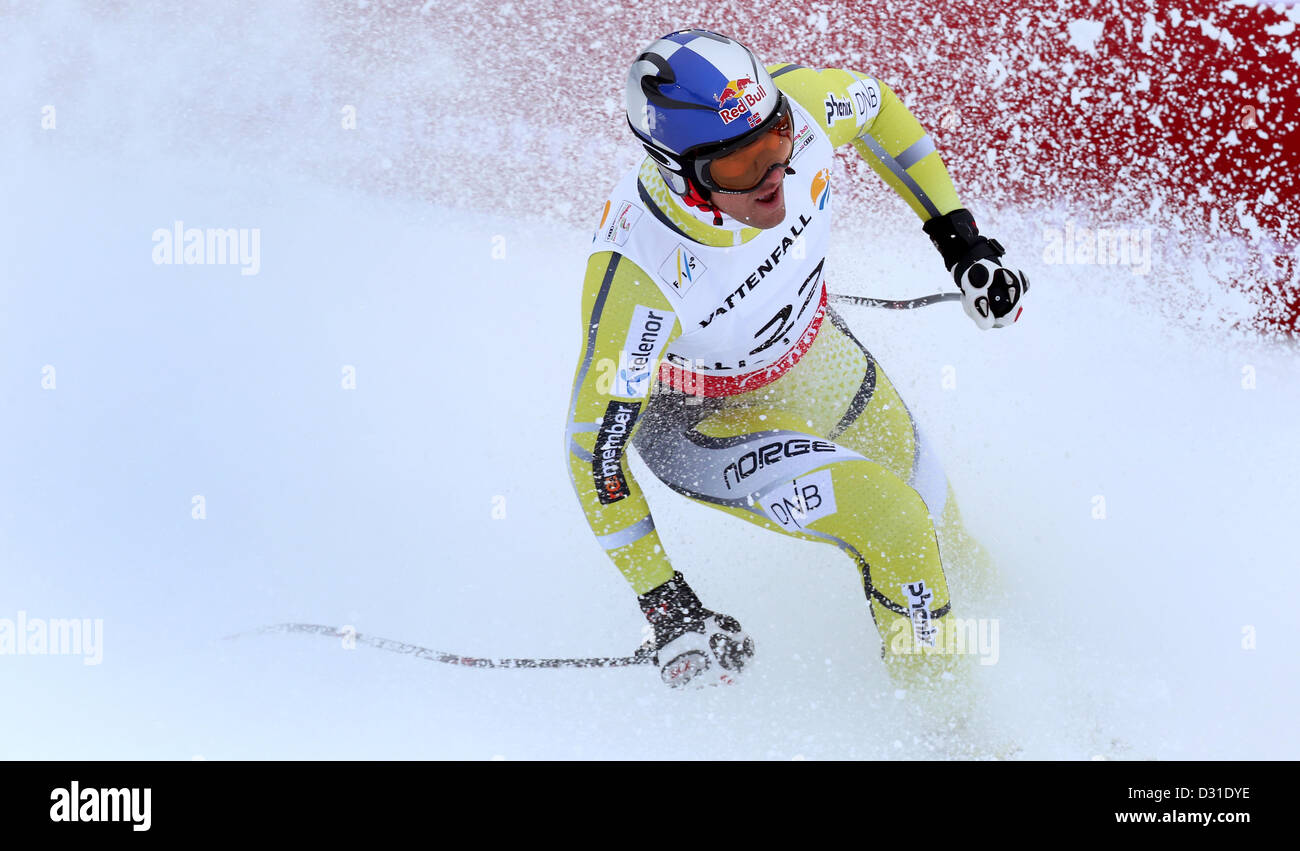 Aksel Lund Svindal of Norway reacts during the men's Super-G event at ...