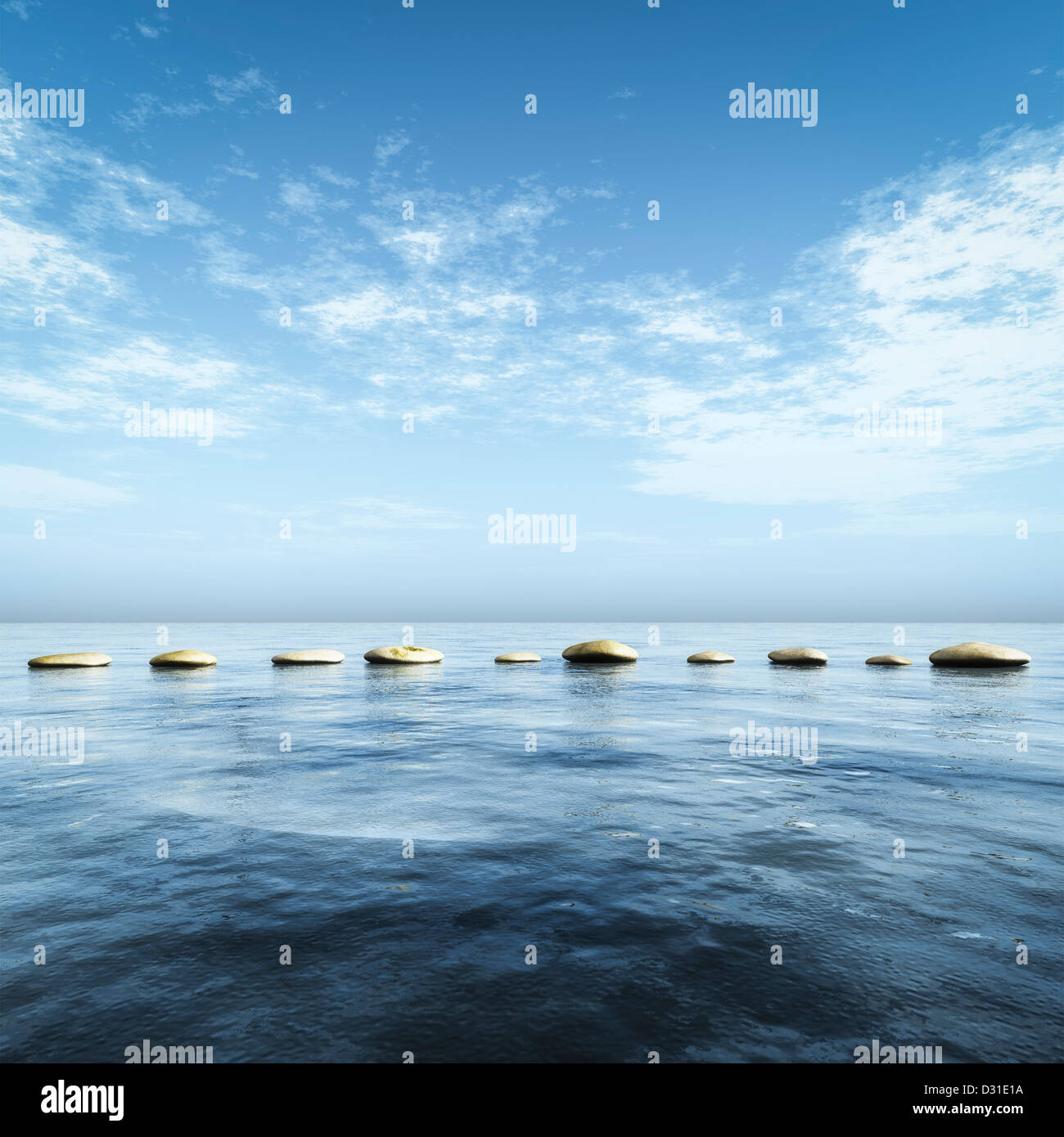 An image of step stones in the blue sea Stock Photo - Alamy