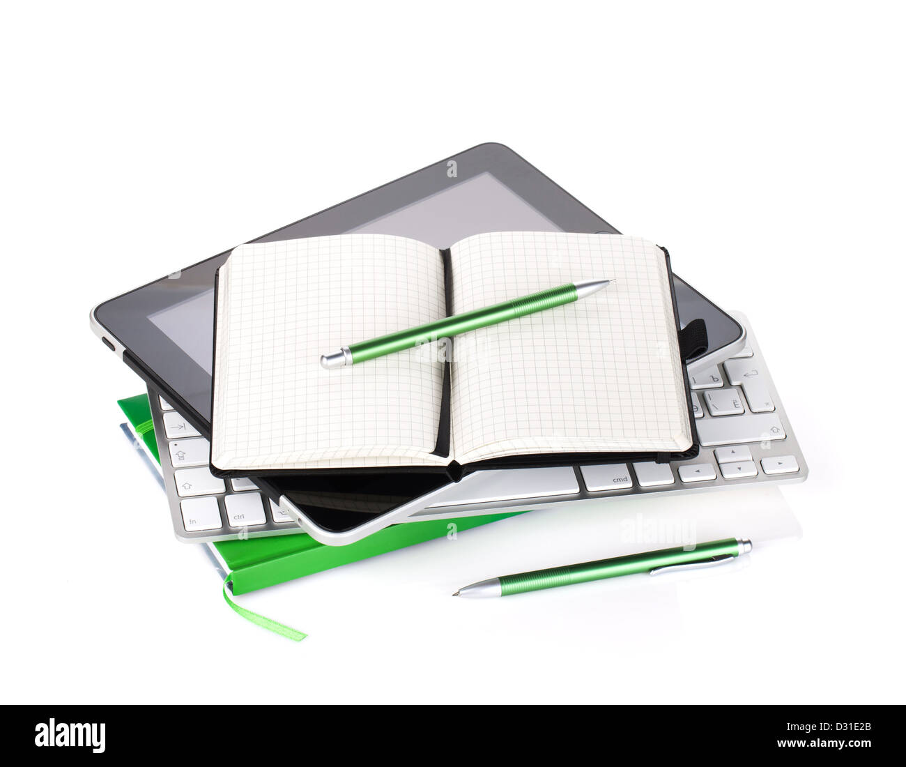 Office supplies and computer devices. Isolated on white background ...