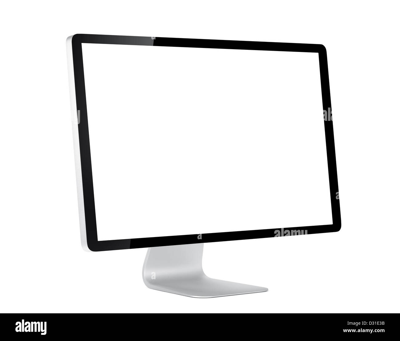 Computer display with white blank screen. Isolated on white background ...