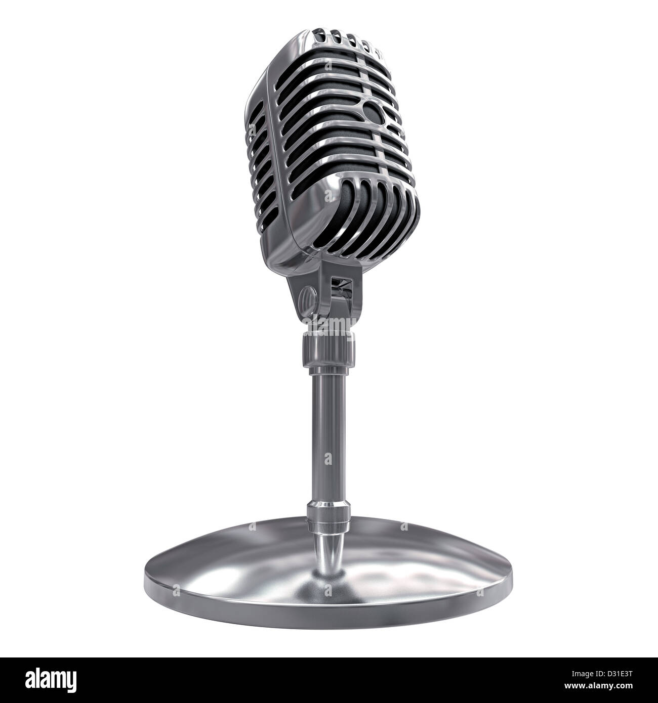 Vintage style retro microphone over white Stock Photo - Alamy