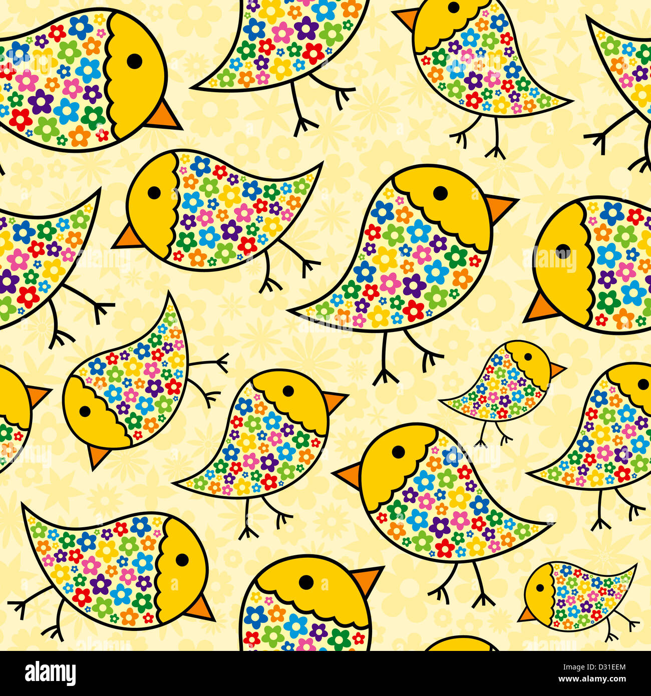 Colorful Seamless Repeating Chick Background Stock Photo - Alamy
