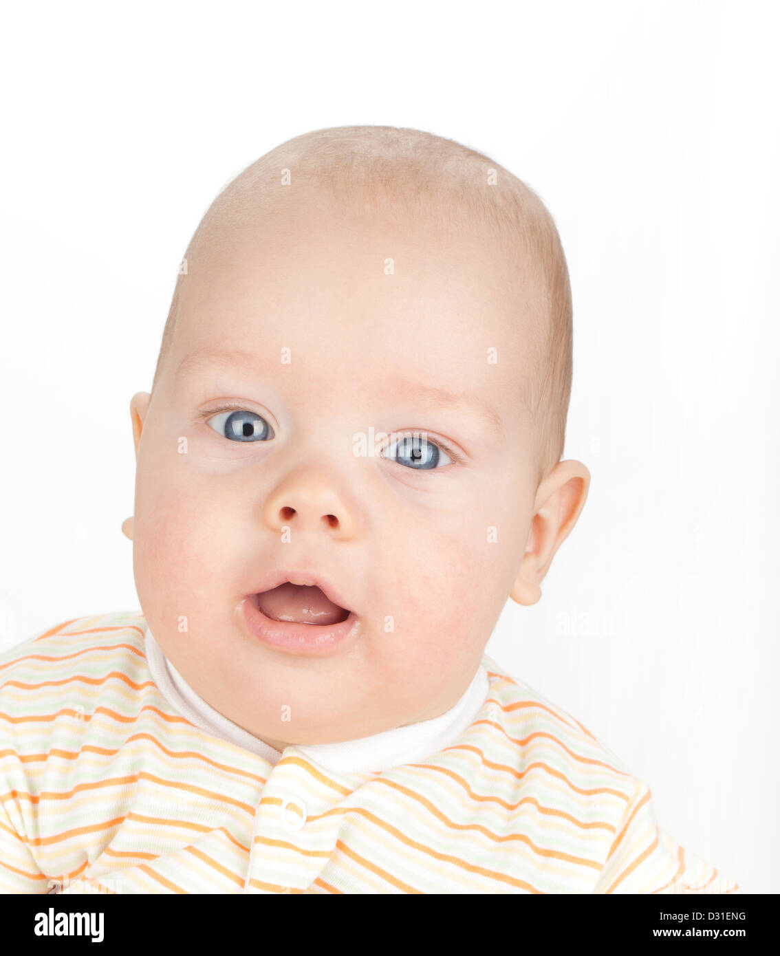 Closeup portrait of cute baby on white Stock Photo - Alamy