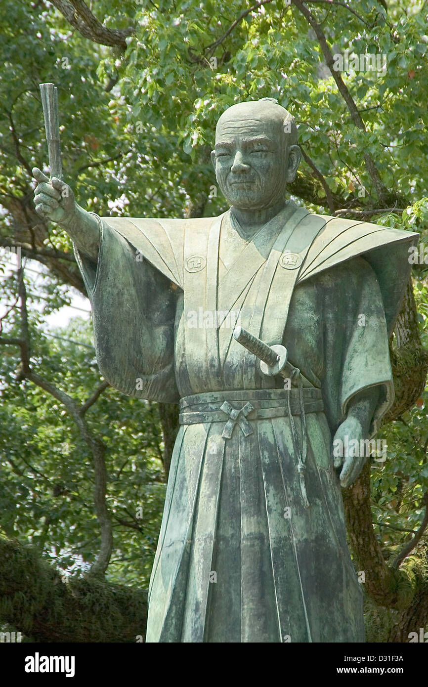 The statue of Hachisuka Iemasa, a prominent daimyo who founded the ...